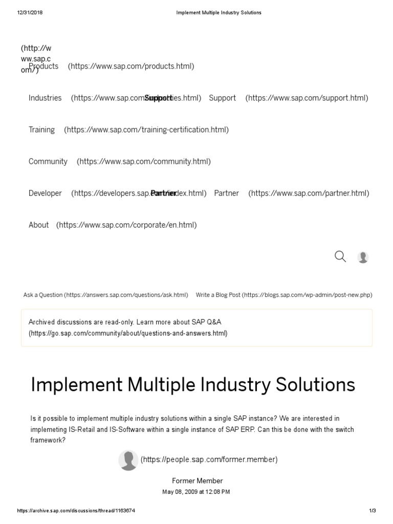 Implementation Multiple Industry Soluion | PDF | Cyberspace ...