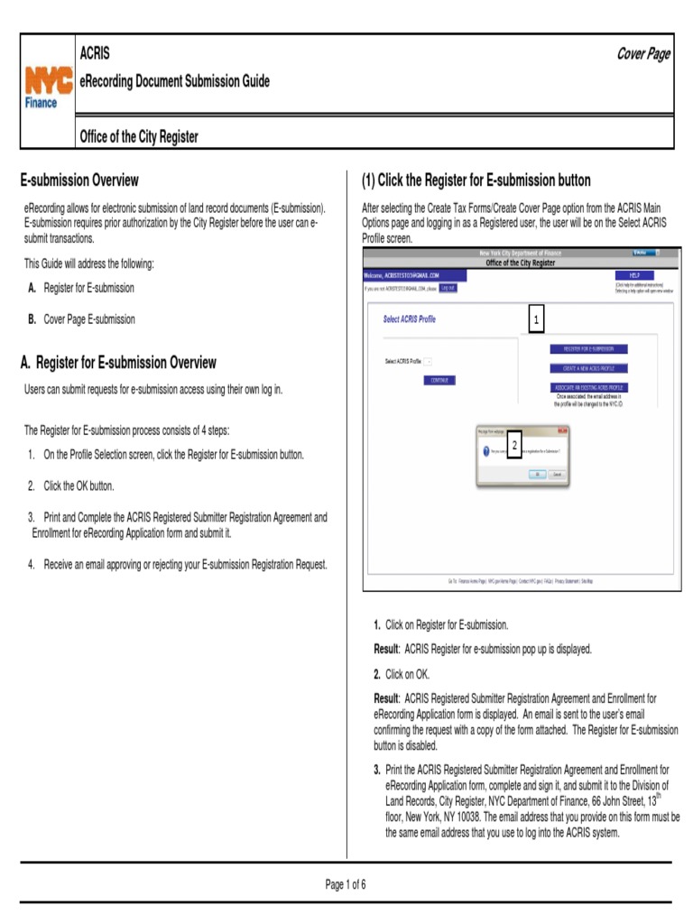 ACRIS eRecording Submission Guide | PDF | Tab (Gui) | Payments