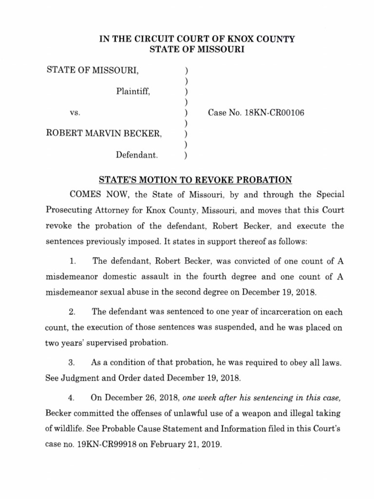 Motion To Revoke Probation Knox County | PDF | Probation | Wisconsin ...