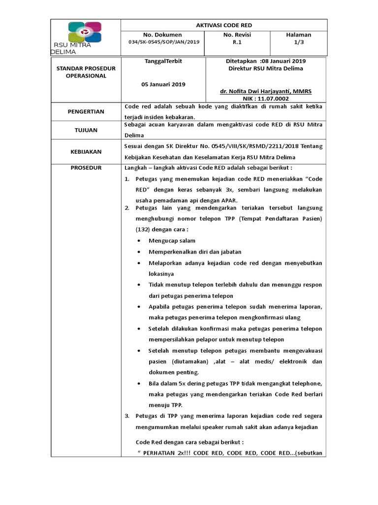 Spo Aktivasi Code Red Revisi A | PDF