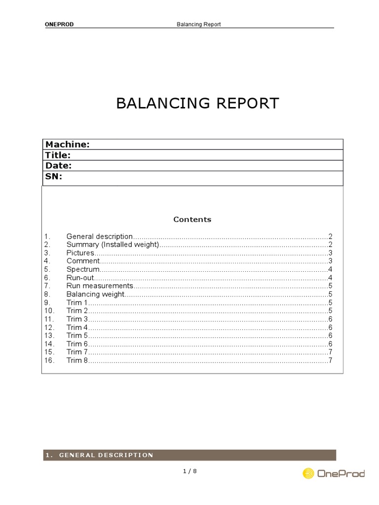 Balancing Report: Machine: Title: Date: SN | PDF | Mechanical ...