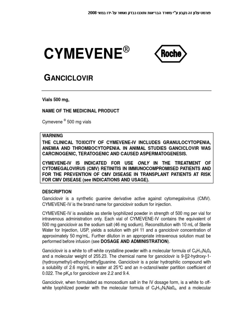 Cymevene DR 1361088488473 | PDF | Renal Function | Pharmacokinetics