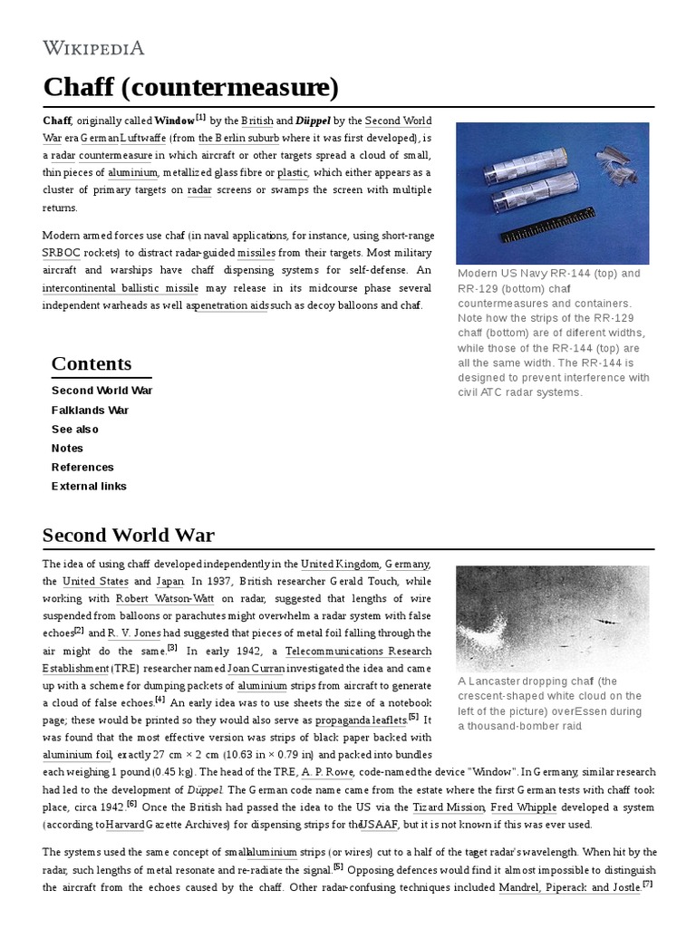 Chaff (Countermeasure) | PDF | Military Technology | Military Science