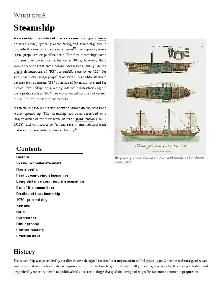 Steamship: Screw Steamer (Using A Propeller or Screw) - As Paddle ...