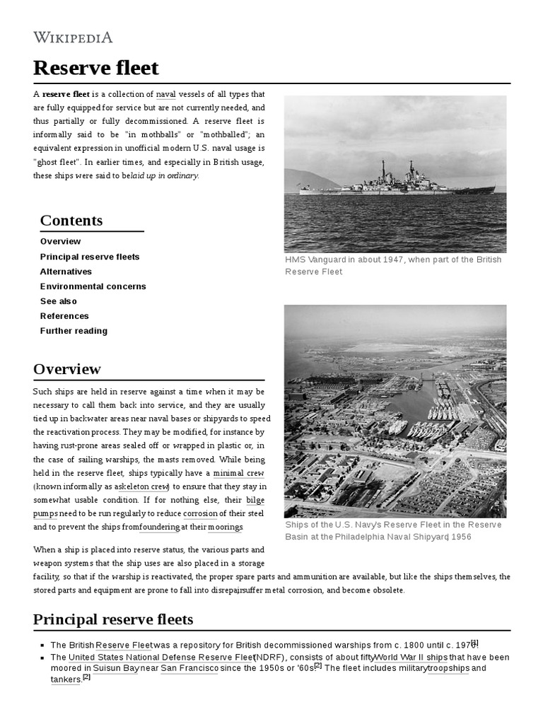 Reserve Fleet | PDF | Naval Warfare | Naval Ships
