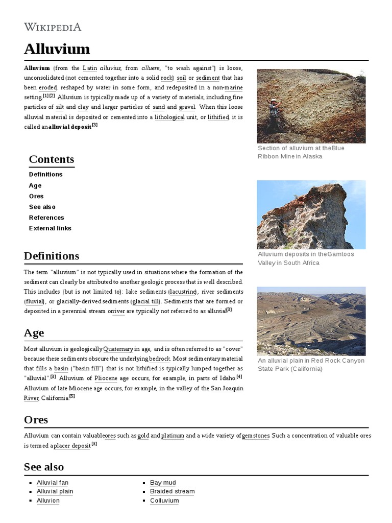 Alluvium: Alluvium (From The Latin Alluvius, From Alluere, "To Wash ...
