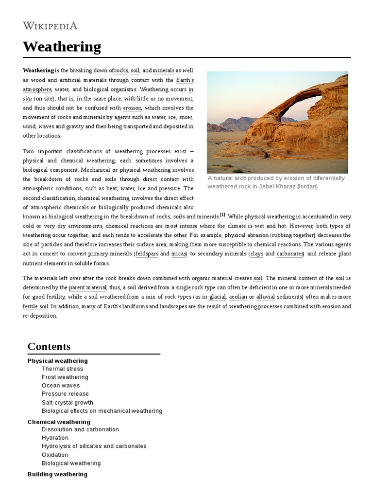 Weathering: Weathering Is The Breaking Down of Rocks, Soil, and ...
