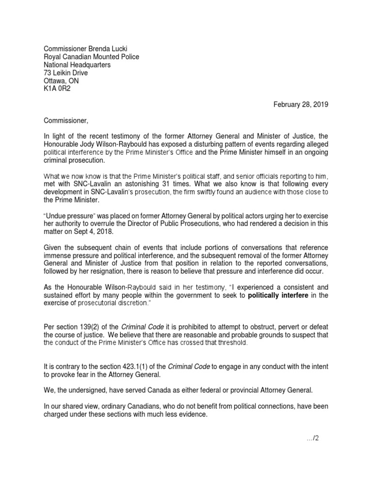 Letter From 5 Attorneys General To The RCMP | PDF | Queen's Counsel ...