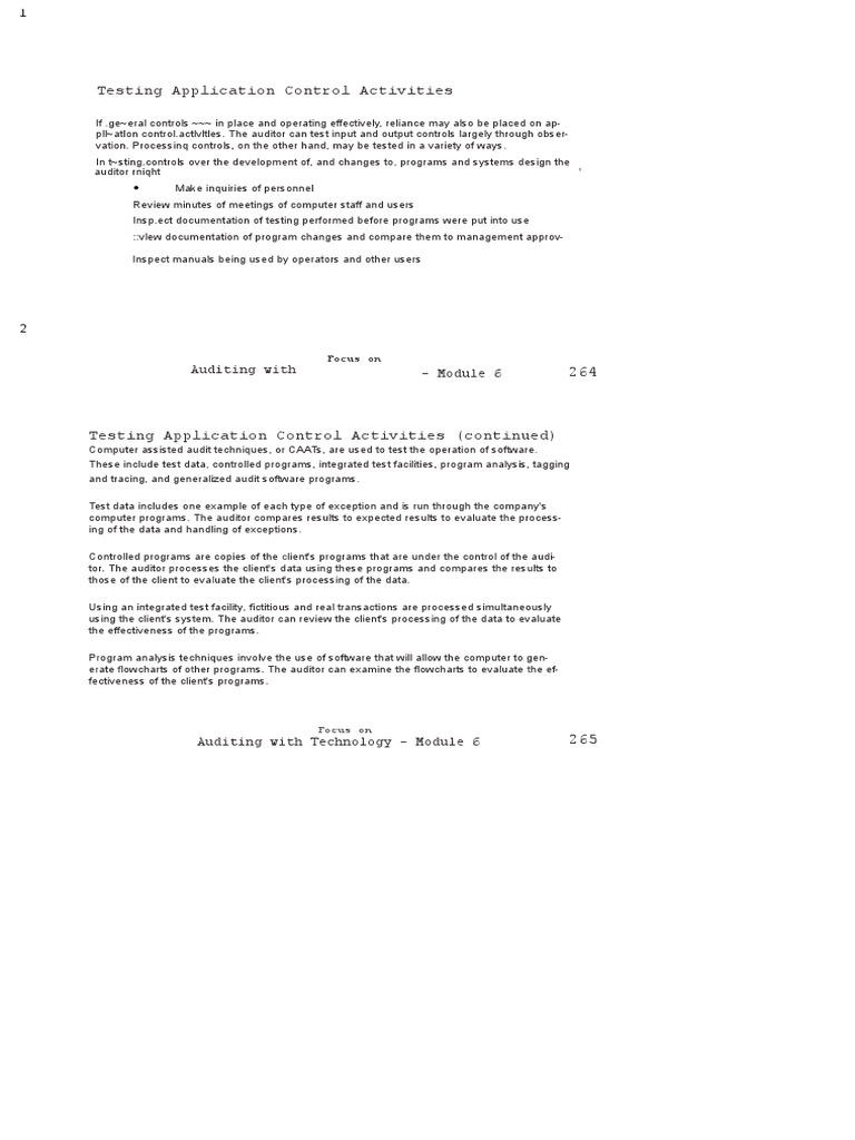 Testing Application Control Activities: Auditing With - Module 6 | PDF ...