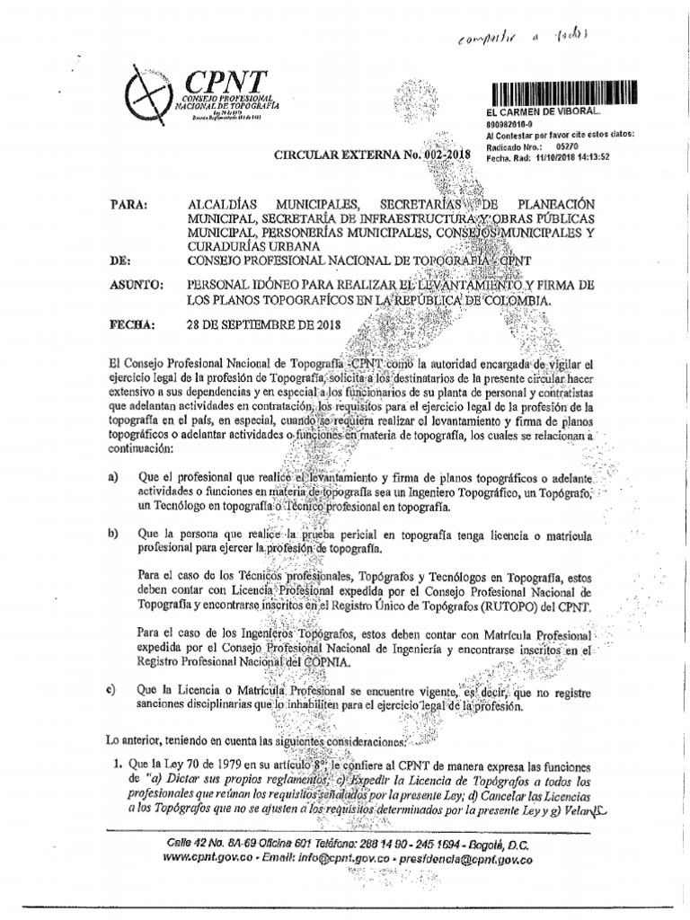 Circular Externa 002-2018 Firma Topografia PDF | PDF