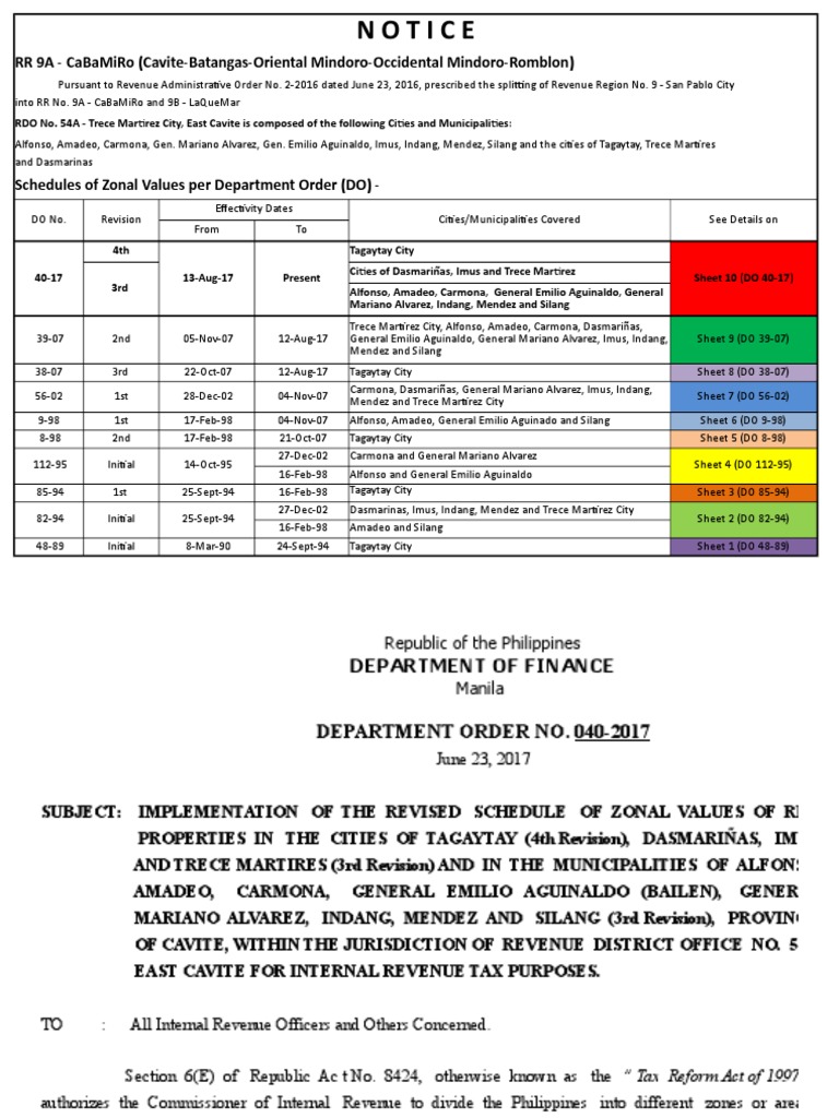 RDO No. 54A - Trece Martirez City, East Cavite | PDF | Property