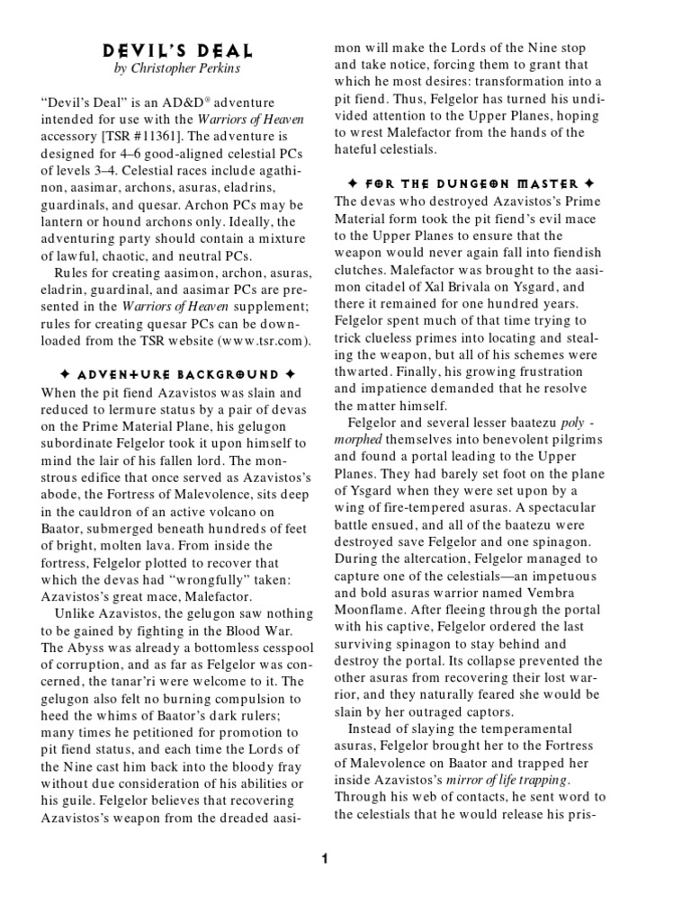 Devils Deal Adventure | PDF | Dungeons & Dragons