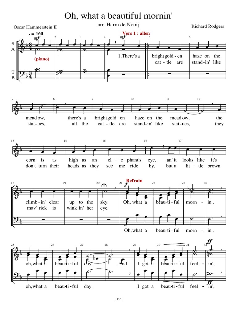 Oh What a Beautiful Morning Sheet Music | PDF | Musical Theatre | Leisure