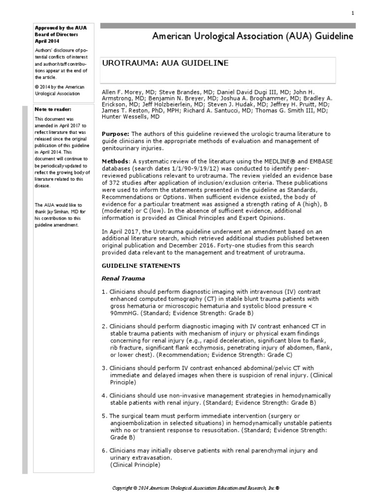 American Urological Association (AUA) Guideline | PDF | Urinary ...