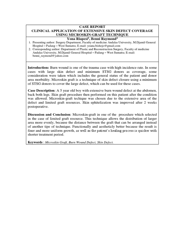 Microskin Graft for Burn Wound Repair | PDF | Computers