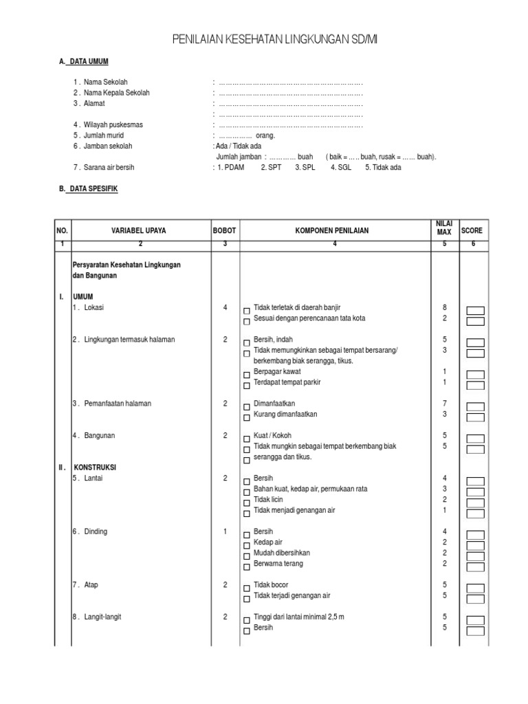 Format Inspeksi Sanitasi Tempat Tempat Umum | PDF