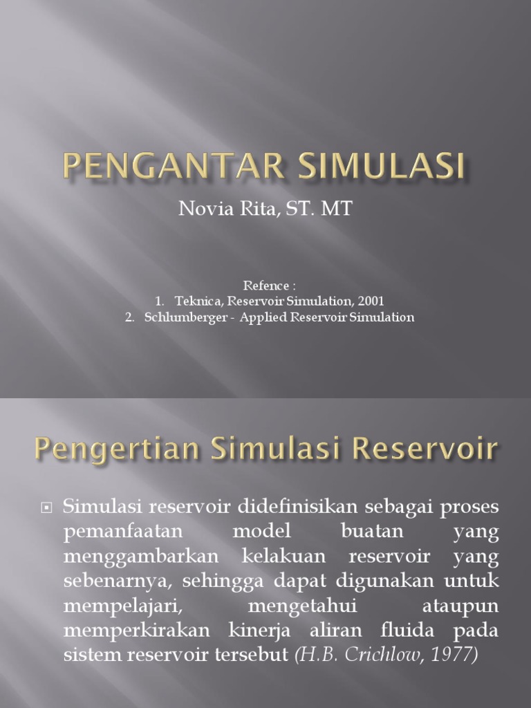 Simulasi Reservoir: Metode dan Data | PDF | Teknologi & Rekayasa