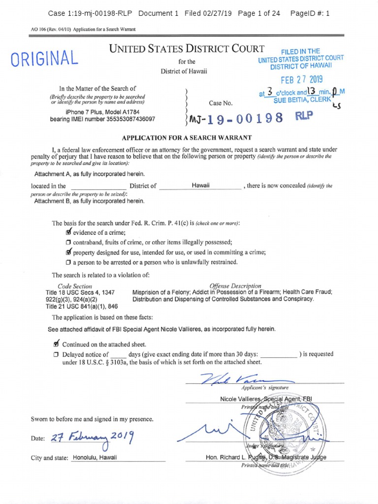 Puana Cell Phone Search Warrant | Crime Thriller | Computing And ...