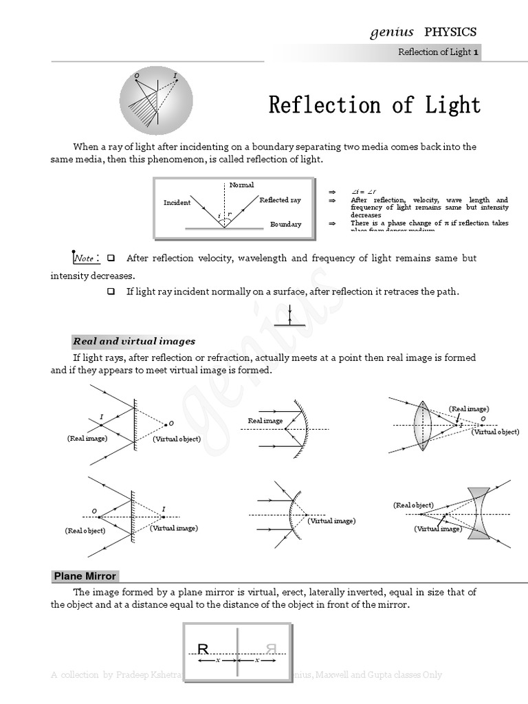 Genius PHYSICS: Real and Virtual Images | PDF | Lens (Optics ...