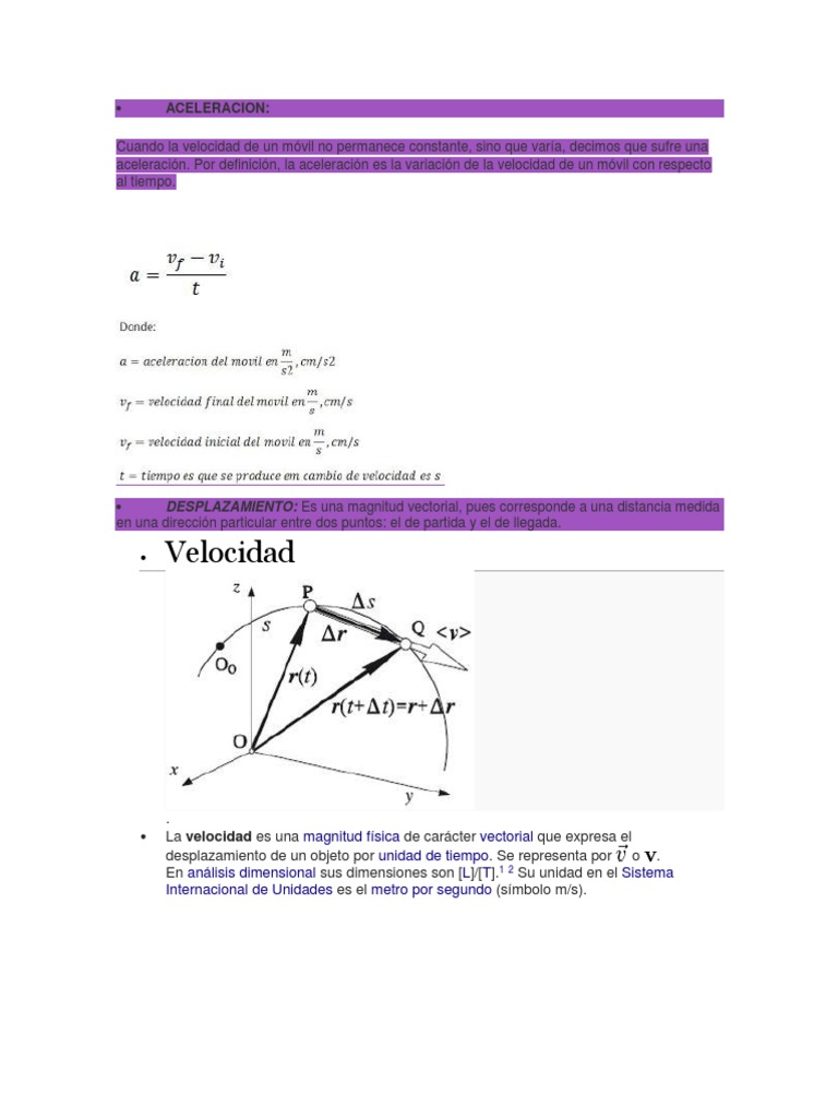 Conceptos de Velocidad y Aceleración | PDF | Velocidad | Aceleración