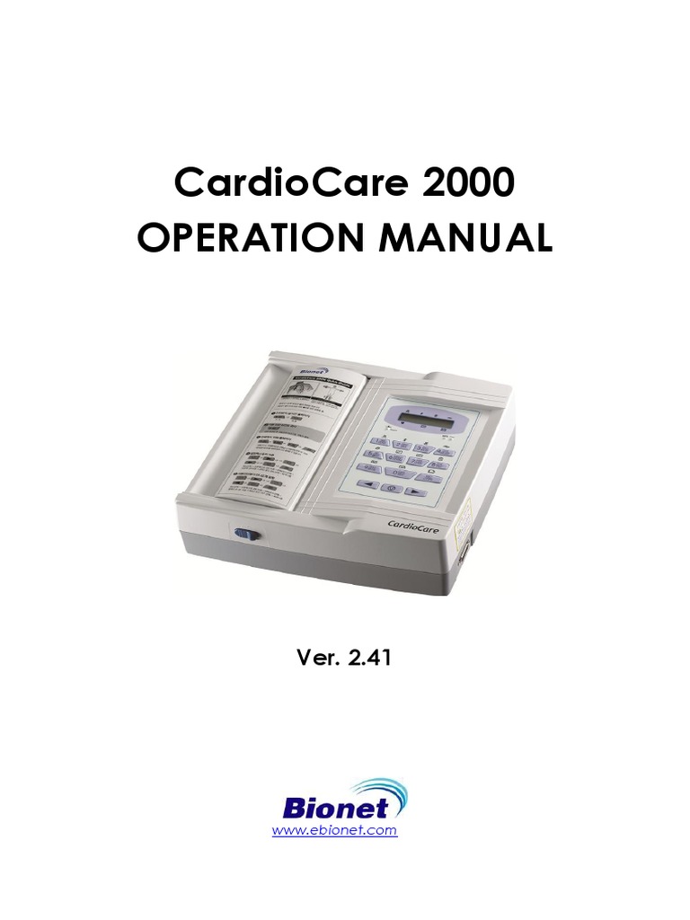 CardioCare 2000 Operation Manual: Instructions for Use, Warranty Terms ...