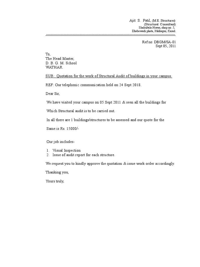 Quotation For Structural Audit | PDF