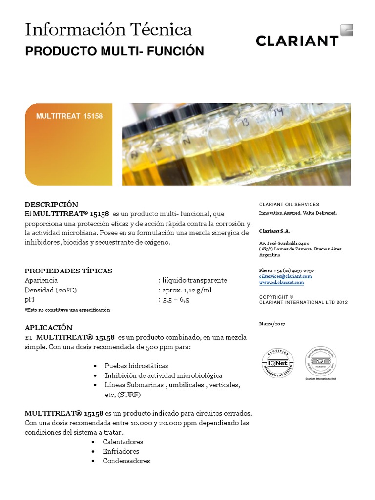 Multitreat 15158 | PDF | Ciencias fisicas | Química