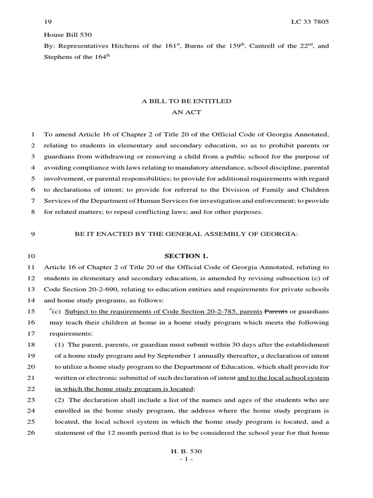 Georgia House Bill 530 | PDF