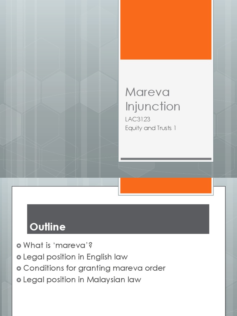 Mareva Injunction: LAC3123 Equity and Trusts 1 | PDF | Civil Law (Common Law) | Legal Concepts