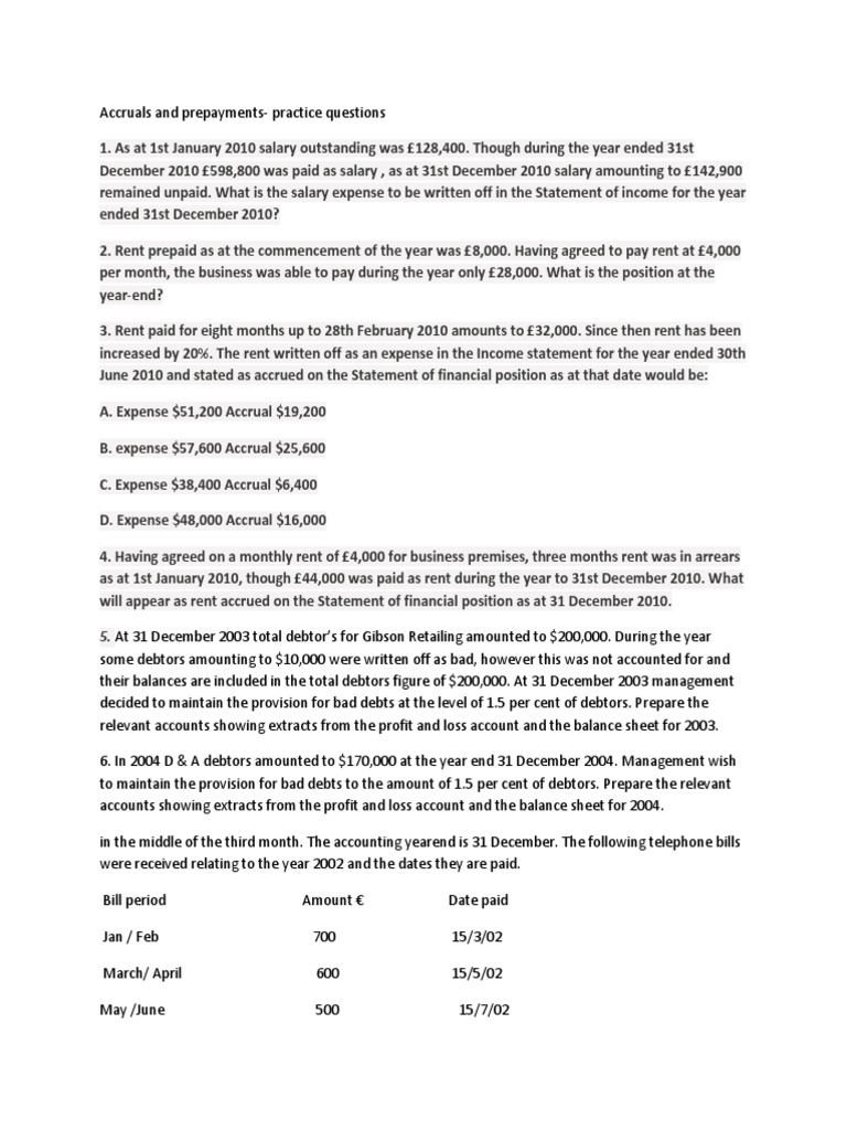 Accruals and Prepayments | PDF | Accrual | Liability (Financial Accounting)