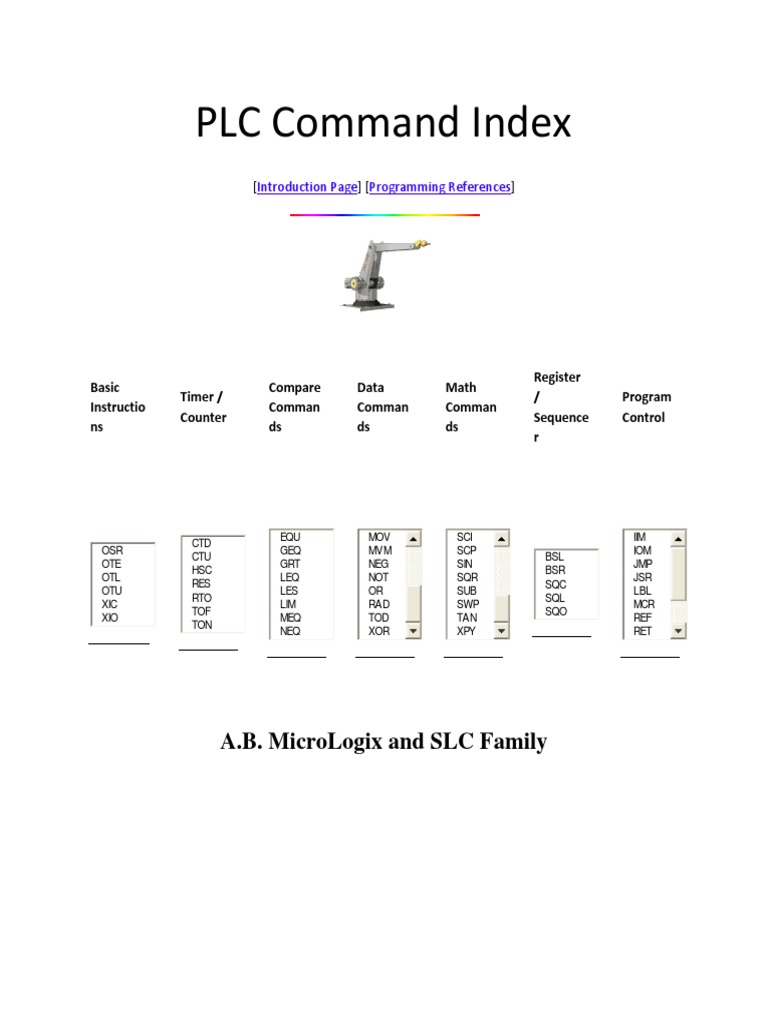 PLC Command Index: A.B. Micrologix and SLC Family | Download Free PDF | Trigonometric Functions ...