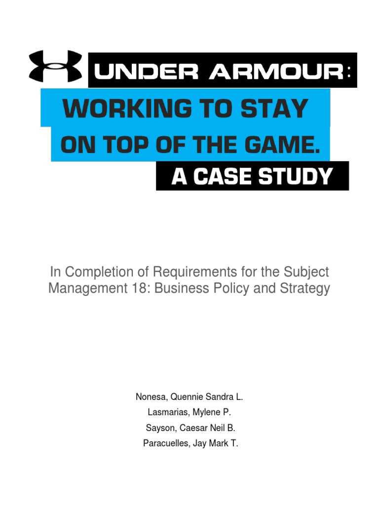 Under Armour Case Study Analysis | PDF | Supply Chain | Pricing