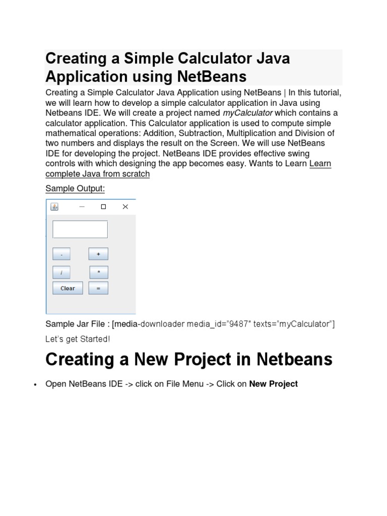 Learn To Create A Basic Calculator In Java Using Netbeans Pdf Variable Computer Science