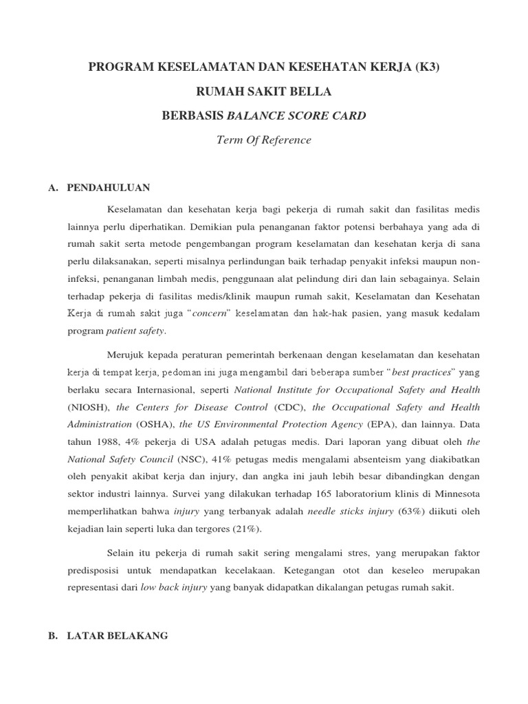 TOR Program Kerja K3 | PDF