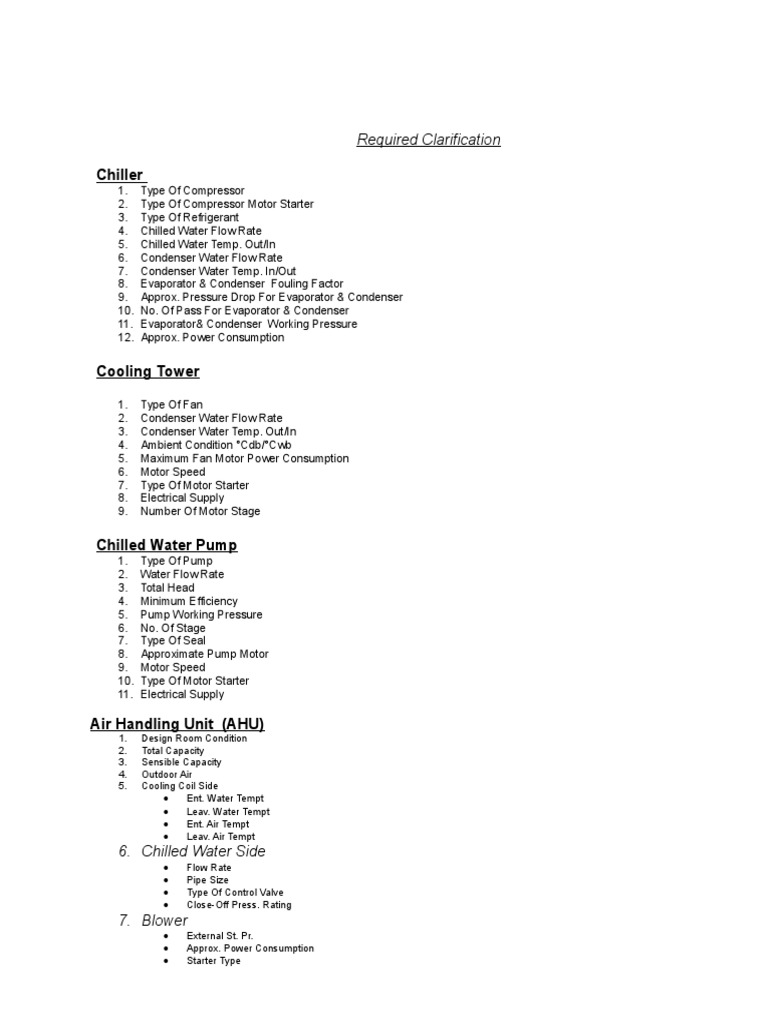 Technical Specification Requirements for Chillers, Cooling Towers ...