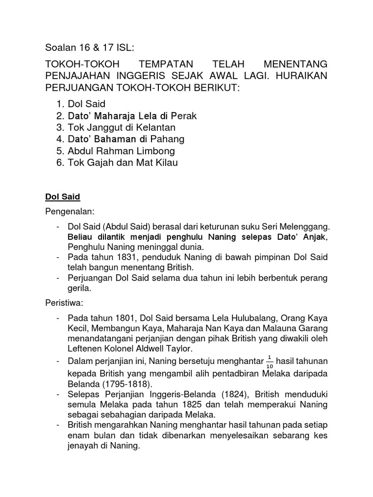 Perjuangan Dol Said Menentang British | PDF | Sejarah
