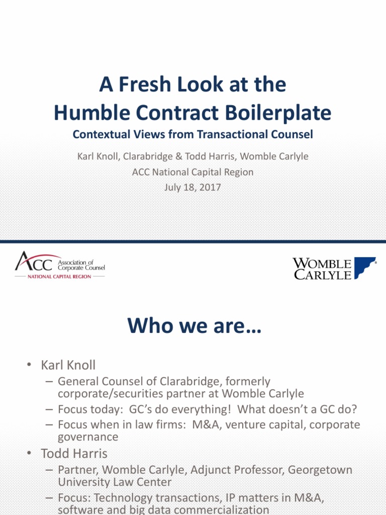 A Fresh Look at The Humble Contract Boilerplate | PDF | Assignment (Law ...