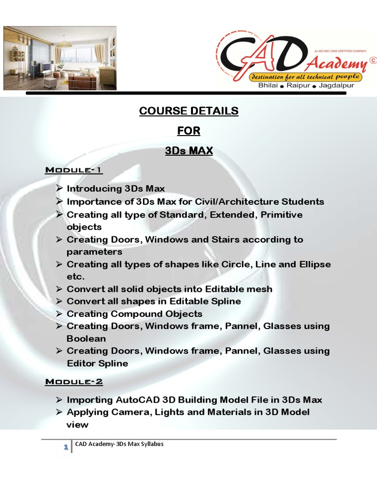 3ds Max Syllabus | PDF | Art | Computers
