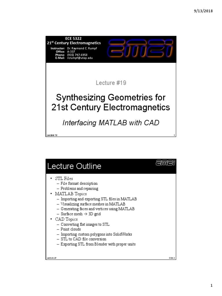 Lecture 19 Interfacing Matlab With Cad Pdf Computer Aided Design Computer Graphics