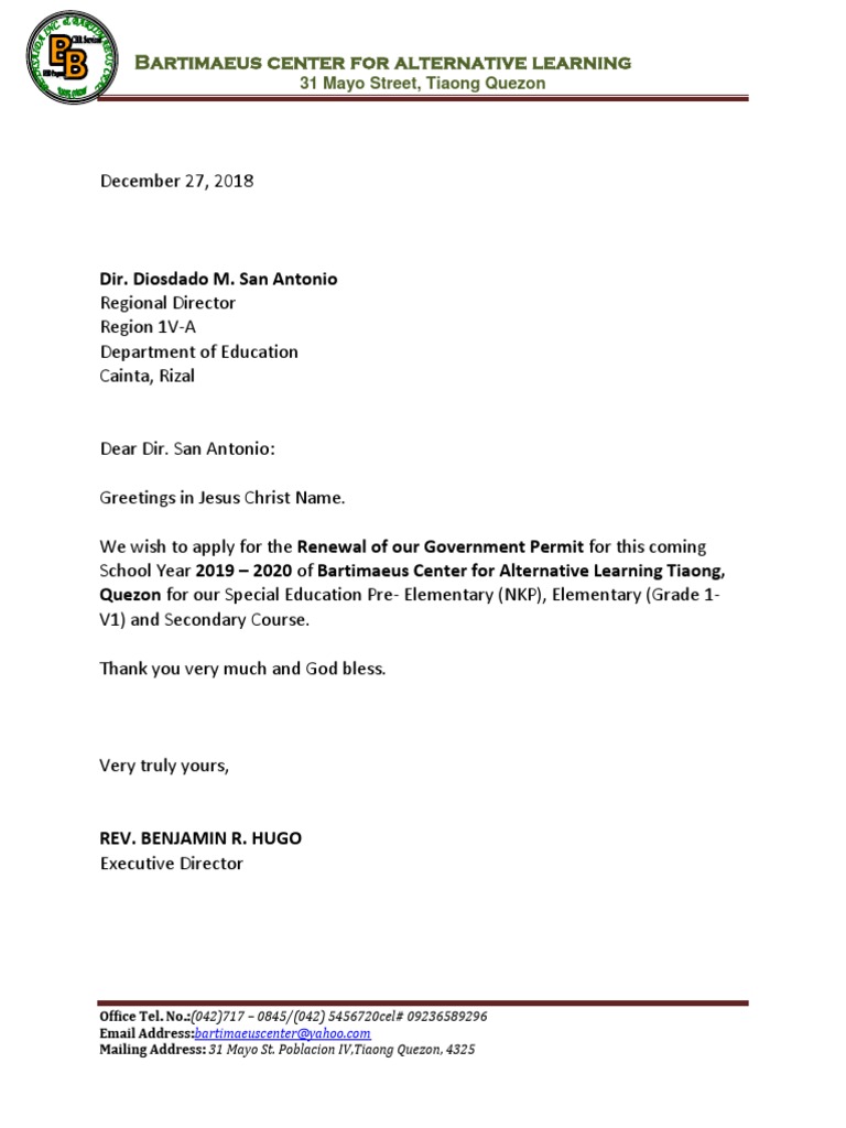 Renewal Request for Government Permit | PDF