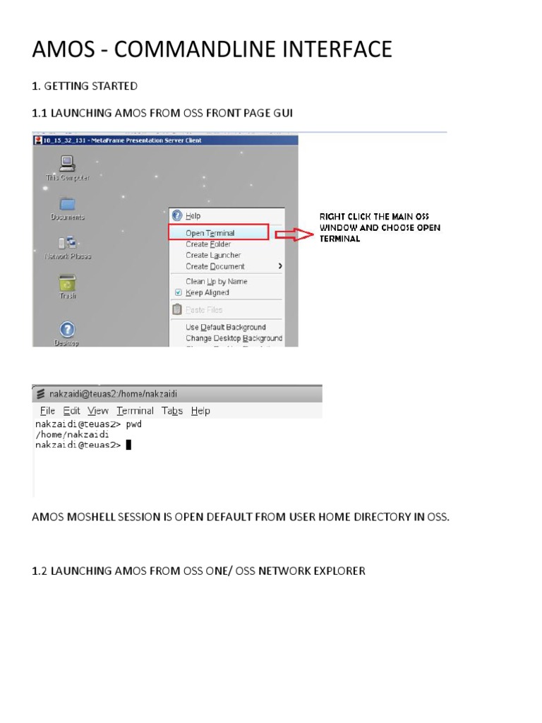 Amos - Commandline Interface: 1. Getting Started 1.1 Launching Amos From Oss Front Page Gui ...