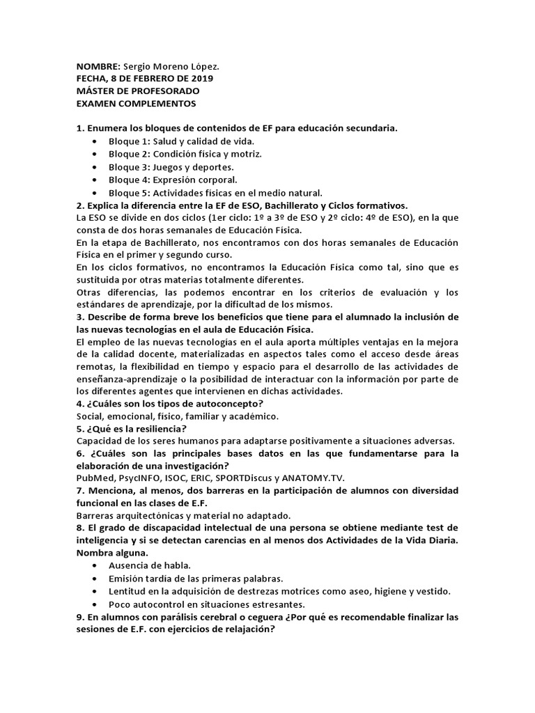 Examen Complementos | PDF | Prueba (evaluación) | Salón de clases