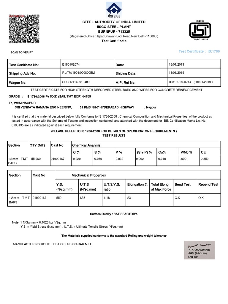 Test Certificate 12mm | Building Technology | Building Materials