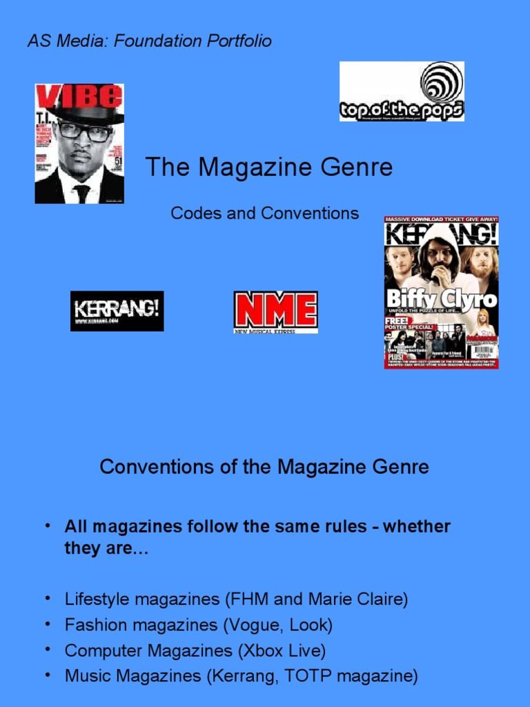 The Magazine Genre: AS Media: Foundation Portfolio | PDF | Magazines ...
