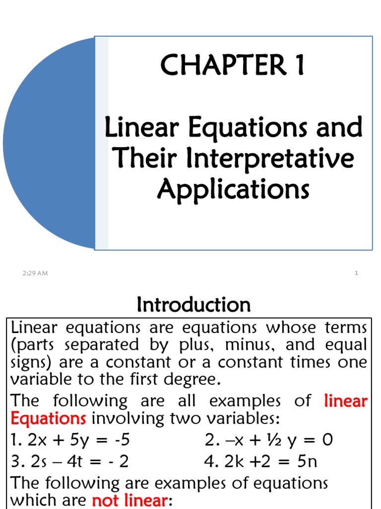 Linear Equations and Their Interpretative Applications: An Analysis of ...