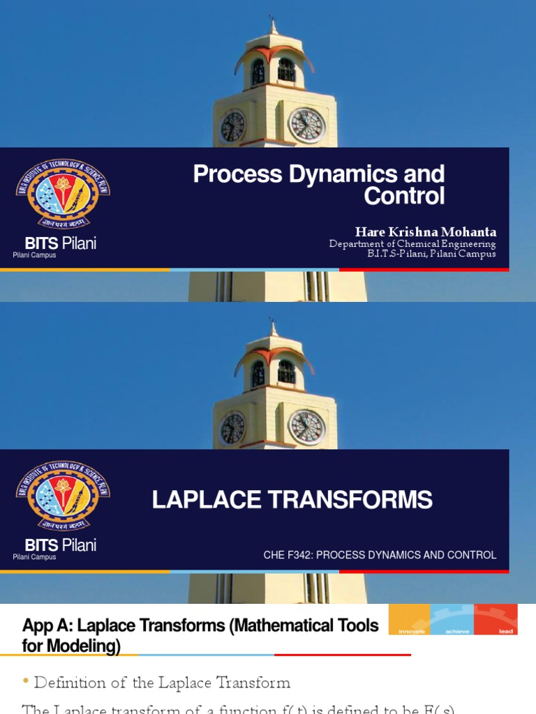 Process Dynamics and Control: BITS Pilani | PDF | Laplace Transform | Derivative