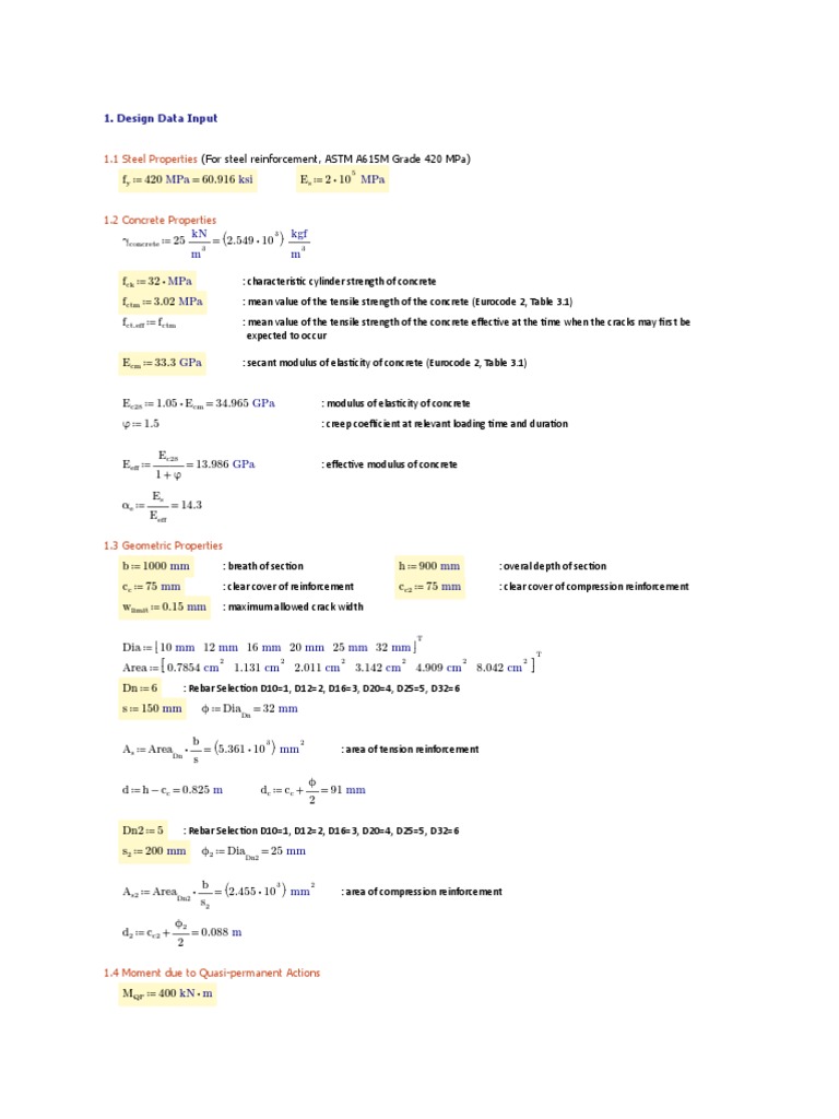 EUROCODE 2 - Crack Calculations (Doubly Reinforced) | PDF | Young's ...