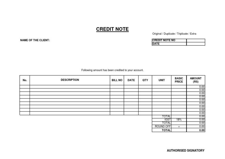 Credit Note Format | PDF