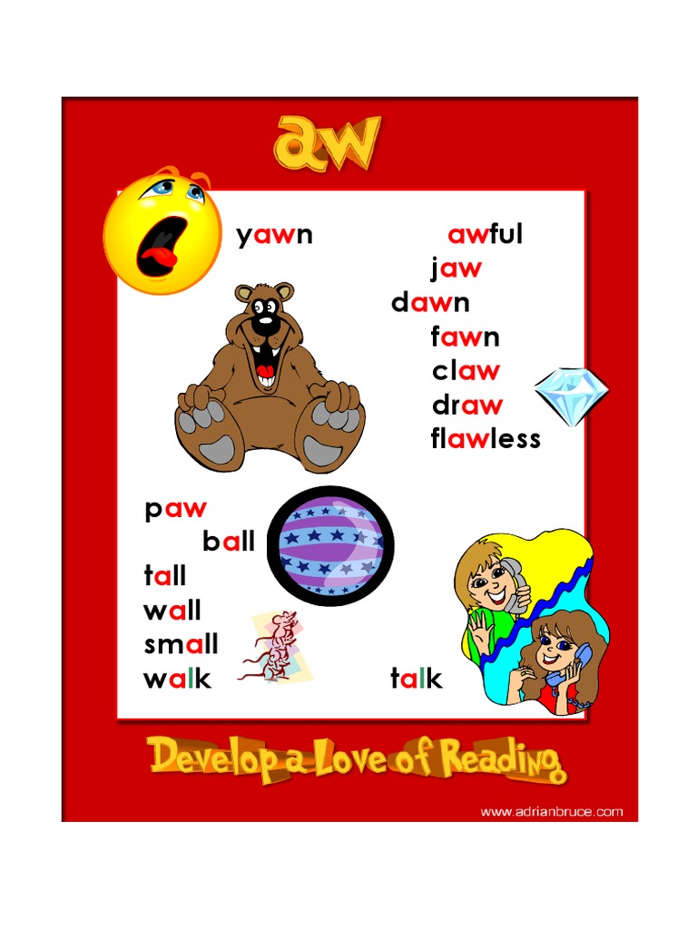 Phonic Words: Aw and Claw Patterns | PDF