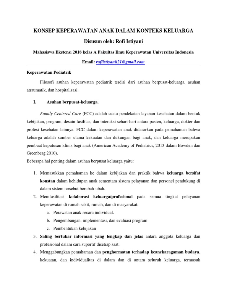 Konsep Keperawatan Anak Dalam Konteks Keluarga | PDF